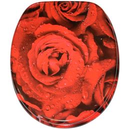 WC-Sitz Sanilo "Rosen mit Absenkautomatik & Quick Release", rot, B:37,7cm L:47cm, MDF - Mitteldichte Holzfaserplatte, WC-Sitze, Premium Toilettendeckel, abnehmbar, leichte Montage von oben