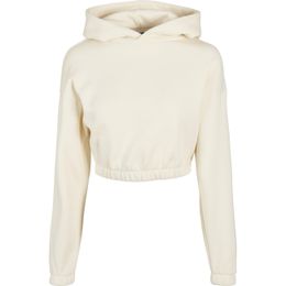 Rundhalspullover Urban Classics "Urban Classics Damen Ladies Short Oversized Sweat Hoody", Damen, Gr. L, beige (sandwei&szlig;), 65% Baumwolle, 35% Polyester, unifarben, oversize, ohne Ausschnitt, Pullover Rundhalspullover