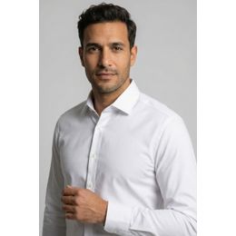 Businesshemd OLYMP "No. Six 24/Seven super slim", Herren, Gr. 36, N-Gr, wei&szlig;, Web, Obermaterial: 92% Baumwolle, 8% Elasthan, sehr schmal, Hemden, in bequemer Jersey-Qualit&auml;t
