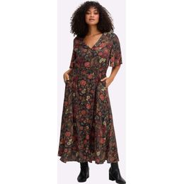 Druckkleid sheego by Joe Browns "Kleid", Damen, Gr. 48, Normalgr&ouml;&szlig;en, schwarz (schwarz, bedruckt), 100% Viskose, Paisley, bedruckt, gemustert, mehrfarbig, lang, Kleider Druckkleid