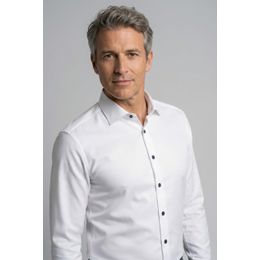 Langarmhemd OLYMP "Level Five 24/Seven", Herren, Gr. 41, N-Gr, wei&szlig;, Jersey, Obermaterial: 92% Baumwolle, 8% Elasthan, k&ouml;rpernah normal, 2-Knopf-Manschette, Hemden, Businesshemd, body fit, Modern Kentkragen, Jersey