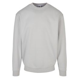 Rundhalspullover Urban Classics "Urban Classics Herren Crewneck Sweatshirt", Herren, Gr. S, lightasphalt, 65% Baumwolle, 35% Polyester, unifarben, loose fit, Rundhals, Pullover Rundhalspullover