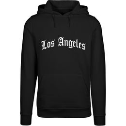 Kapuzensweatshirt MisterTee "MisterTee Los Angeles Wording New Heavy Hoody", Herren, Gr. L, schwarz, 65% Baumwolle, 35% Polyester, bedruckt, Sweatshirts