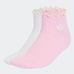 Sportsocken adidas originals "RUFFLE QUARTER", Damen, Gr. L, frozen lila, sanftes wei&szlig;, orchid fusion, Obermaterial: 59% Baumwolle, 38% Polyester, 2% Elasthan, 1% Polyamid, Socken Sportsocken