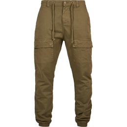 Sweathose Urban Classics "Urban Classics Herren Front Pocket Cargo Jogging Pants", Herren, Gr. L, US-Gr&ouml;&szlig;en, summerolive, 100% Baumwolle, unifarben, relaxed fit, Hosen Sweathose