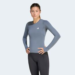 Funktionsshirt adidas Performance "PRIMELIFT ESSENTIALS WORKOUT CONTOUR, LANG&Auml;RMLIG", Damen, Gr. XL, onix, Obermaterial: 88% Polyamid, 12% Elasthan, Rundhals, Shirts Funktionsshirt