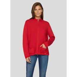 Strickjacke Rabe, Damen, Gr. 48, mohn, Obermaterial: 50% Baumwolle, 50% Polyacryl, unifarben, Strickjacken Strickjacke, mit Rei&szlig;verschluss und Stehkragen