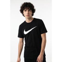 T-Shirt Nike Sportswear "M NSW TEE ICON SWOOSH", Herren, Gr. L, schwarz, Jersey, Obermaterial: 100% Baumwolle, normal, Rundhals, Shirts T-Shirt, Kurzarm, Rundhalsausschnitt, aus Baumwolle