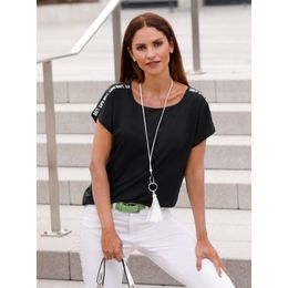 Kurzarmshirt Inspirationen "Shirt", Damen, Gr. 36, schwarz, 95% Viskose, 5% Elasthan, unifarben, U-Boot-Ausschnitt, Shirts