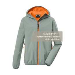 Funktionsjacke Killtec "KOS 145 BYS JCKT", Jungen, Gr. 164, hellgr&uuml;n, Obermaterial: 100% Polyester.Futter: 100% Polyester, Jacken Funktionsjacke, Kinderjacke mit Magic Print, wasserdicht, Kapuze, Kinnschutz