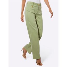 CR&Eacute;ATION L Bequeme Jeans CREATION L, Damen, Gr. 22, Kurzgr&ouml;&szlig;en, lindgr&uuml;n, 56% Baumwolle, 19% Polyester, 14% Lyocell, 10% Viskose, 1% Elasthan, unifarben, lang, Jeans