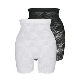 Sassa Mode Shapingpants SASSA "Functional Lace", Damen, Gr. 70, schwarz-wei&szlig; (wei&szlig;, schwarz), Spitze, Obermaterial: 89% Polyamid, 11% Elasthan, unifarben, k&ouml;rpernah, Unterhosen, mit floraler Spitze, leicht formend, hohe Taille, langes Bein