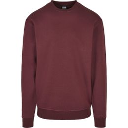 Rundhalspullover Urban Classics "Urban Classics Herren Crewneck Sweatshirt", Herren, Gr. S, cherry, 65% Baumwolle, 35% Polyester, unifarben, loose fit, Rundhals, Pullover Rundhalspullover