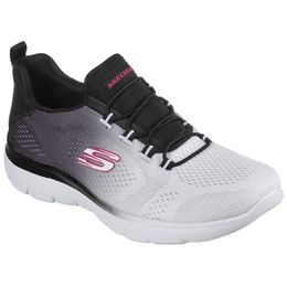 Slip-On Sneaker Skechers "SUMMITS BRIGHT CHARMER", Damen, Gr. 35, schwarz-wei&szlig; (schwarz, wei&szlig;), Textil, Schuhe, Schlupfschuh, Slipper, Freizeitschuh mit sch&ouml;nem Farbverlauf