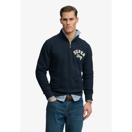 Sweatshirt Superdry "VINTAGE ATHLETIC HALF ZIP", Herren, Gr. L, eclipse navy, angeraute Sweatware, Obermaterial: 100% Baumwolle, meliert, loose fit normal, hoch geschlossener Ausschnitt, Sweatshirts Sweatshirt