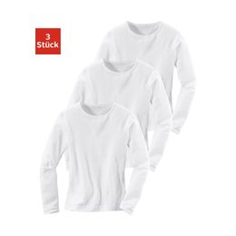 H.I.S. Langarmshirt H.I.S, M&auml;dchen, Gr. 104, wei&szlig;, Feinripp, Obermaterial: 100% Baumwolle, unifarben, Basic, bequem h&uuml;ftbedeckend, Rundhals, abgesteppte Kante, Shirts Langarmshirt, in Rippenqualit&auml;t