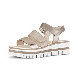 Plateausandaletten Gabor "Plateau Sandale", Damen, Gr. 43, silber (beige), Schuhe