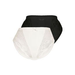 Sassa Mode Miederslip SASSA "Classic Lace", Damen, Gr. 40, schwarz (pearl, schwarz), Microfaser, Obermaterial: 85% Polyamid, 15% Elasthan, unifarben, k&ouml;rpernah, Unterhosen, mit floraler Spitze, feminin, matt-glanz Effekt