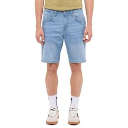 Shorts Mustang "Herren Style Troy Denim Shorts ULW", Herren, Gr. 32, 403 mittelblau, Web, 84% Baumwolle, 14% Polyester, 2% Elasthan, unifarben, straight fit, Hosen Shorts
