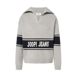 JOOP! Strickpullover JOOP "Kilo", Damen, Gr. L, open grau, Strick, Obermaterial: 60% Baumwolle, 30% Nylon, 10% Schurwolle, unifarben, regular fit normal, V-Ausschnitt, eingesetzt Rippstrickb&uuml;ndchen, Pullover Strickpullover, mit Kragen