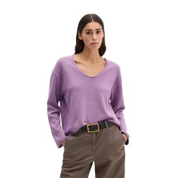Marc O'Polo Strickpullover MARC O'POLO "aus Organic Cotton-Leinen-Mix", Damen, Gr. L, warm lila, Obermaterial: 52% Baumwolle, 48% Leinen, unifarben, V-Ausschnitt, Pullover Strickpullover