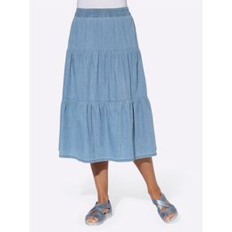 Jeansrock Classic Basics, Damen, Gr. 19, blau (blau, bleached), 100% Baumwolle, unifarben, wadenlang, R&ouml;cke Jeansrock
