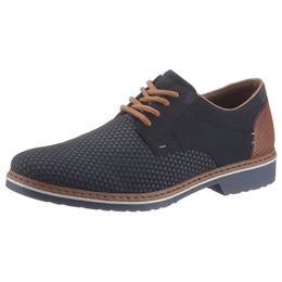 Schn&uuml;rschuh Rieker, Herren, Gr. 40, blau (dunkelblau, braun), Lederimitat, Nubuklederimitat, Schuhe Schn&uuml;rschuh, mit modischer Perforation, Freizeitschuh, Halbschuh, Schn&uuml;rschuh