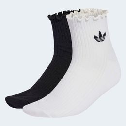 Sportsocken adidas originals "RUFFLE QUARTER", Damen, Gr. M, wei&szlig;, schwarz, Obermaterial: 59% Baumwolle, 38% Polyester, 2% Elasthan, 1% Polyamid, Socken Sportsocken