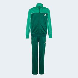 Trainingsanzug adidas Sportswear "COLOUR POP AUS TRIKOT F&Uuml;R KINDER", Jungen, Gr. 128, collegiate gr&uuml;n, wei&szlig;, court gr&uuml;n, Obermaterial: 100% Polyester, Sportanz&uuml;ge Trainingsanzug, f&uuml;r Kinder und Teens, zweiteiliges Set, mit Stehkragen