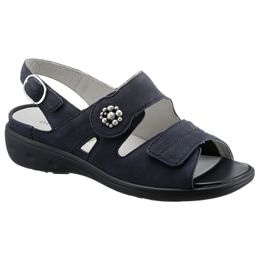 Waldl&auml;ufer Riemchensandale WALDL&Auml;UFER "Kara-Soft", Damen, Gr. 3,5 (36), blau (dunkelblau), Nubukleder, Textil, Schuhe Riemchensandale, Sommerschuh, Sandalette, Keilabsatz, mit Klettverschl&uuml;sse, K-Weite