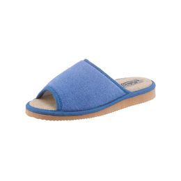 Pantoffel CLASSIC, Damen, Gr. 37, blau, Textil, Schuhe Damenschuh Hausschuh Pantoffeln
