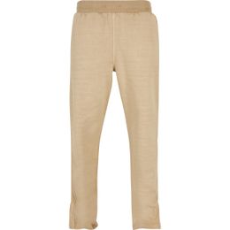 Sweathose Urban Classics "Urban Classics Herren Heavy Terry Garment Dye Slit Sweatpants", Herren, Gr. L, US-Gr&ouml;&szlig;en, unionbeige, 100% Baumwolle, unifarben, normal, Hosen Sweathose