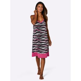 w&auml;schepur Nachthemd W&Auml;SCHEPUR "Nachthemd", Damen, Gr. 40/42, Normalgr&ouml;&szlig;en, schwarz, fuchsia, bedruckt, 50% Baumwolle, 50% Viskose, Unterteil:48% Baumwolle, 4% Elasthan, 48% Viskose, bedruckt, gemustert, mehrfarbig, Kleider Nachthemd
