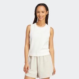 Tanktop adidas Sportswear "SOFT LUX", Damen, Gr. S, sanftes wei&szlig;, Obermaterial: 51% Polyester, 25% Modal, 15% Baumwolle, 9% Elasthan, Rundhals, Tops Tanktop, schmal geschnitten, aus dehnbarem Spacer-Material mit Modal