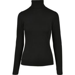 Langarmshirt Urban Classics "Urban Classics Damen Ladies Basic Turtleneck L/S", Damen, Gr. S, schwarz, 95% Baumwolle, 5% Elasthan, unifarben, slim fit, Rundhals, Shirts Langarmshirt