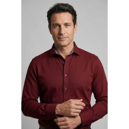 Businesshemd OLYMP "Level Five body fit", Herren, Gr. 38, N-Gr, rot (dunkelrot), Web, Obermaterial: 97% Baumwolle, 3% Elastolefin, 2-Knopf-Manschette, Hemden