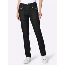 Bequeme Jeans Heine, Damen, Gr. 42, Normalgr&ouml;&szlig;en, schwarz, 81% Baumwolle, 17% Polyester, 2% Elasthan, unifarben, lang, Jeans