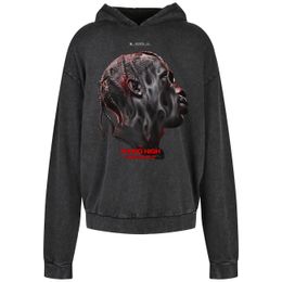 Hoodie "Upscale by Mister Tee Herren Flying High Oversize Hoody", Herren, Gr. L, schwarz (acid schwarz), 100% Baumwolle, UPSCALE BY MISTER TEE, bedruckt, Sweatshirts Hoodie