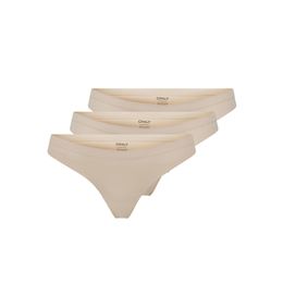 T-String Only "ONLTRACY BONDED THONG NOOS 3-PK", Damen, Gr. L (40), 3 Stk., peach taffy pack:x 3, Jersey, Obermaterial: 75% Nylon, 25% Elasthan, unifarben, k&ouml;rpernah, Unterhosen
