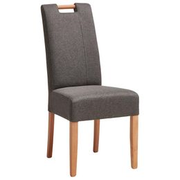 P & B Stuhl, Grau, Holz, Textil, Buche, massiv, eckig, 46x101x62 cm, mit Griff, Esszimmer, St&uuml;hle, Esszimmerst&uuml;hle, Vierfu&szlig;st&uuml;hle
