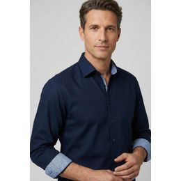 Businesshemd OLYMP "Luxor comfort fit", Herren, Gr. 45, N-Gr, kobalt, Web, Obermaterial: 100% Baumwolle, comfort fit, Hemden