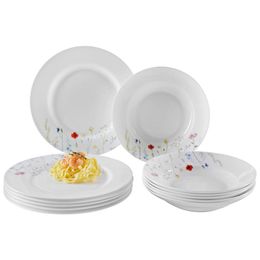 Novel Tafelservice Wildflower, Mehrfarbig, Keramik, 12-teilig, Blume, Lfgb, Bsci, hitzebest&auml;ndig, verschiedene Motive/Dekore/Designs erh&auml;ltlich, Essen & Trinken, Geschirr, Geschirr-Sets, Tafelservice