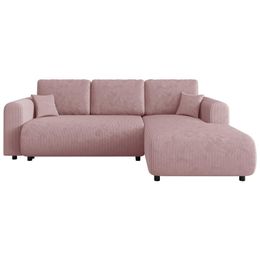 Xora Ecksofa, Rosa, Kunststoff, 3-Sitzer, F&uuml;llung: Schaumstoffflocken, seitenverkehrt montierbar, 260x200 cm, Stoffauswahl, Liegefunktion, Schlafen auf Sitzh&ouml;he, haustierfreundlicher Bezug, Wohnzimmer, Sofas & Couches, Wohnlandschaften, Ecksofas mit Schlaffunktion