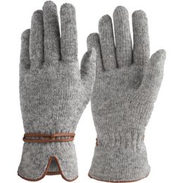 Strickhandschuhe Pearlwood, Damen, Gr. 7.5, hellgrau, meliert, Materialmix, Handschuhe, elastischer Strickbund