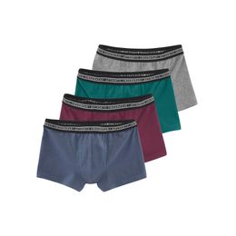 Boxer AUTHENTIC LE JOGGER "Boxershorts f&uuml;r Jungen", Jungen, Gr. 98/104, 4 Stk., blau (blau, navy, grau, meliert, t&uuml;rkis), Jersey, Obermaterial: 95% Baumwolle, 5% Elasthan, unifarben, k&ouml;rpernah, Unterhosen, in klassischer Passform mit Webbund