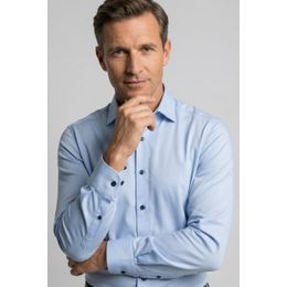 Businesshemd OLYMP "Level Five body fit Jerseyshirt", Herren, Gr. 37, N-Gr, blau (hellblau), Web, Obermaterial: 92% Baumwolle, 8% Elasthan, schmal, Hemden, in Jersey Qualit&auml;t