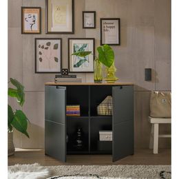 Mid.you Kommode, Schwarz, Eiche, Kunststoff, 2 F&auml;cher, 100x80x40 cm, Beim&ouml;bel erh&auml;ltlich, stehend, Wohnzimmer, Kommoden & Sideboards, Kommoden