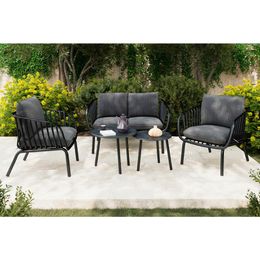 Ambia Garden Gartenset, Grau, Textil, 5-teilig, F&uuml;llung: Schaumstoff,Polyester, Bsci, Gartenm&ouml;bel, Gartenm&ouml;bel-Sets