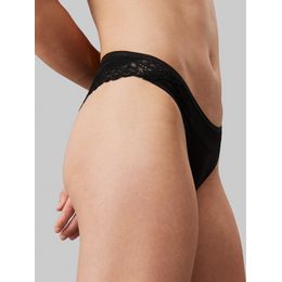 Brasilslip "BRAZILIAN", Damen, Gr. L (40), schwarz, Spitze, Obermaterial: 80% Polyamid, 20% Elasthan, Calvin Klein Underwear, unifarben, k&ouml;rpernah, Unterhosen, mit Spitze