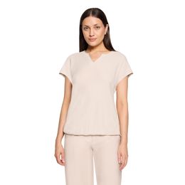 BETTY & CO Kurzarmshirt BETTY & CO "Damen mit Struktur", Damen, Gr. L, nature, cream, Obermaterial: 78% Viskose, 20% Polyester, 2% Elasthan, loose fit normal, Rundhals, Shirts, Material